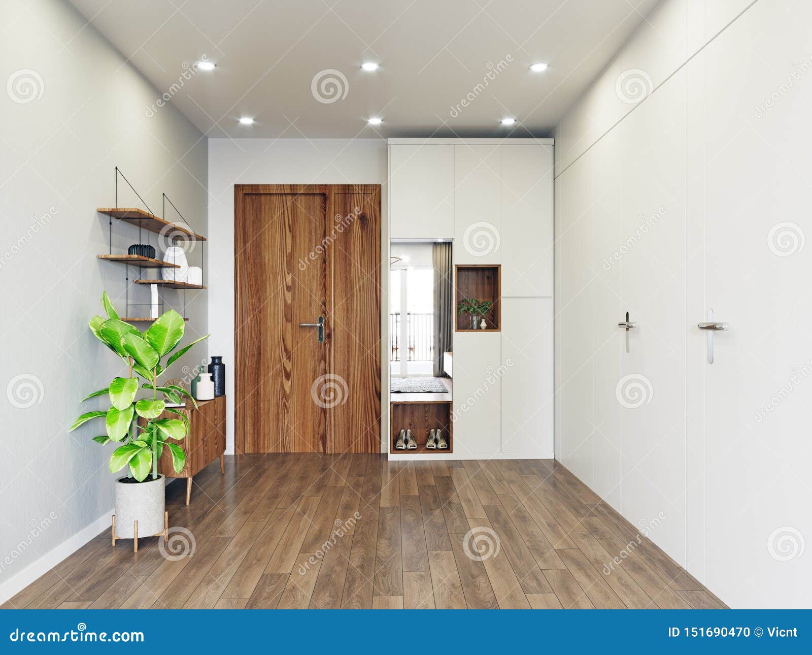 Modern Entrance Interior Design Stock Illustration - Illustration of ...