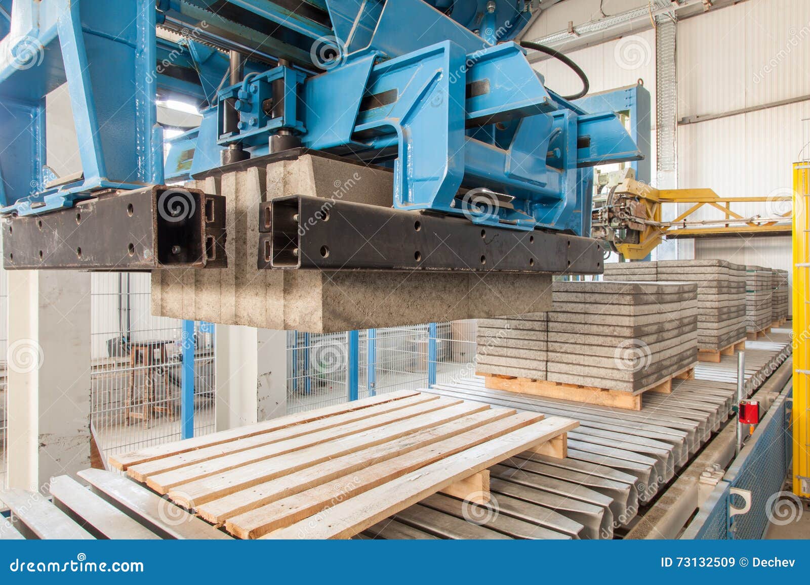 Modern Equipment at Factory. Process of Producing Concrete Blocks Stock ...