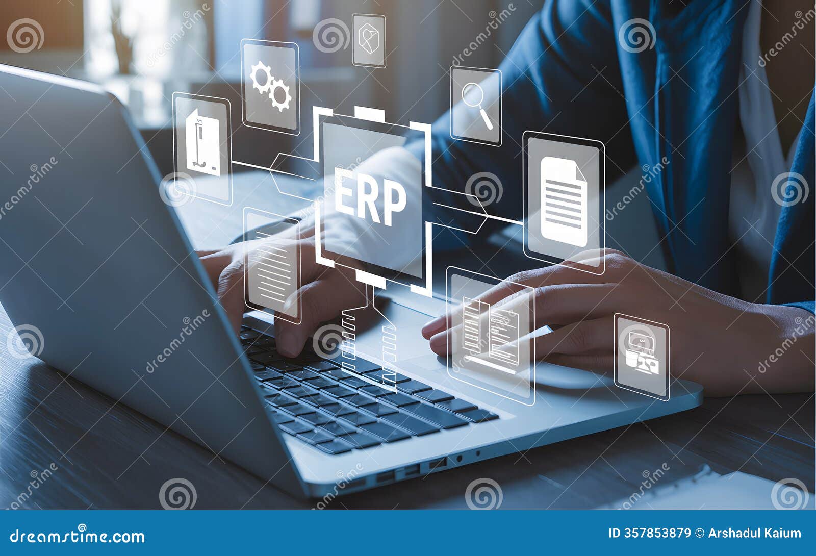Modern ERP Software Business Technology Digital Laptop Interface ...
