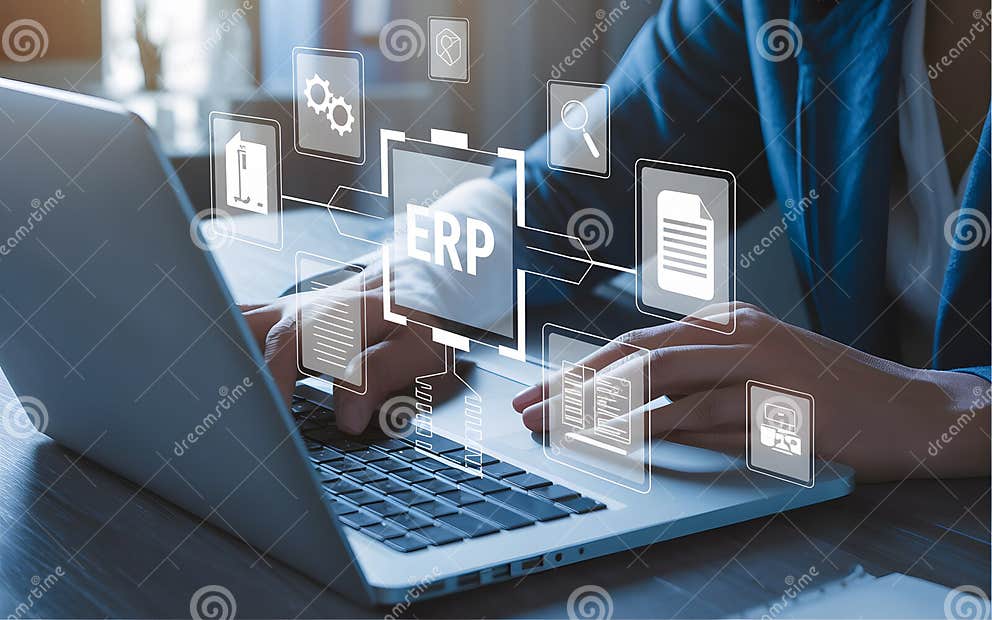 Modern ERP Software Business Technology Digital Laptop Interface ...