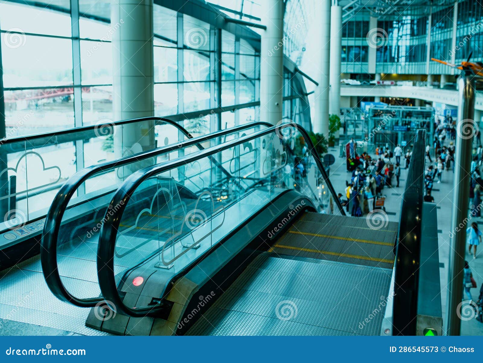 Modern Escalator at Airport Terminal Stock Image - Image of business ...
