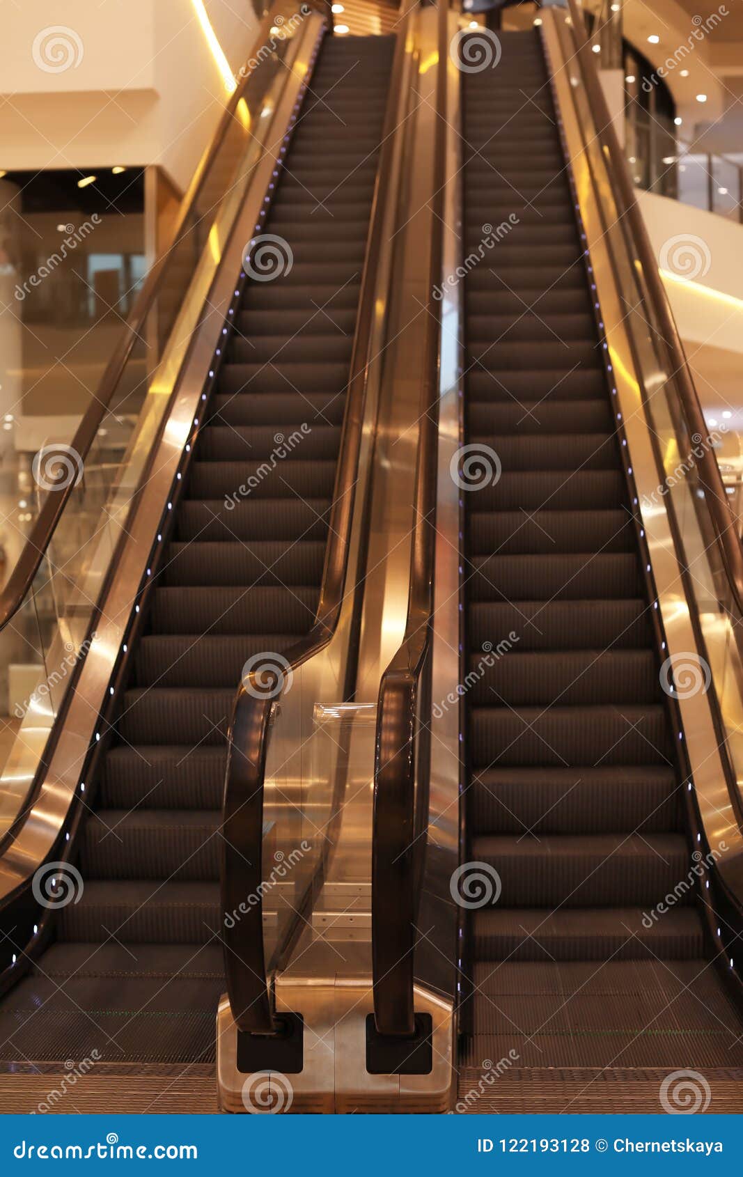 Modern Escalators with Handrails Stock Photo - Image of sales, handrail ...