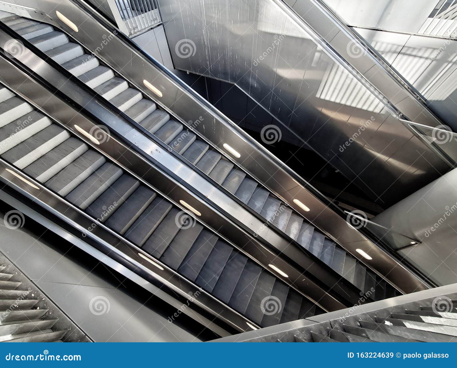 Top View of Modern Escalator in a Station Stock Image - Image of steel ...