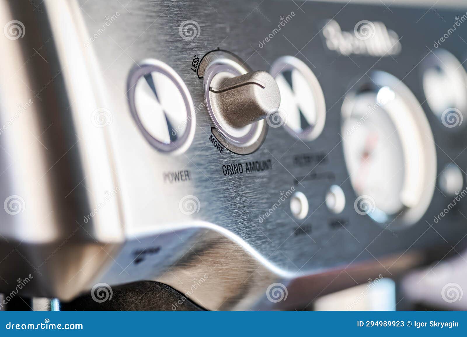 Modern Espresso Coffee Machine. Control Buttons and Barometer Stock ...