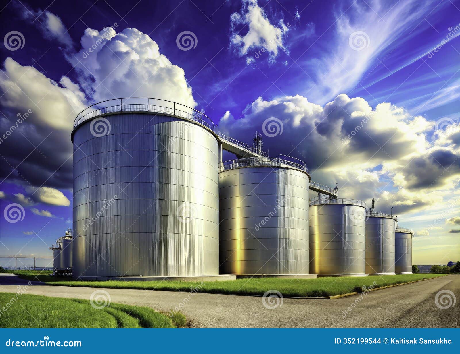 Modern Ethanol Refinery Storage Tanks Under a Pristine Sky a Powerful ...