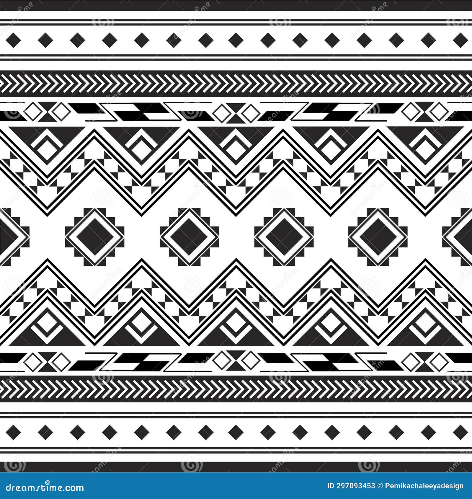 Modern Ethnic Tribal Traditional Black and White Aztec Pattern Stock ...