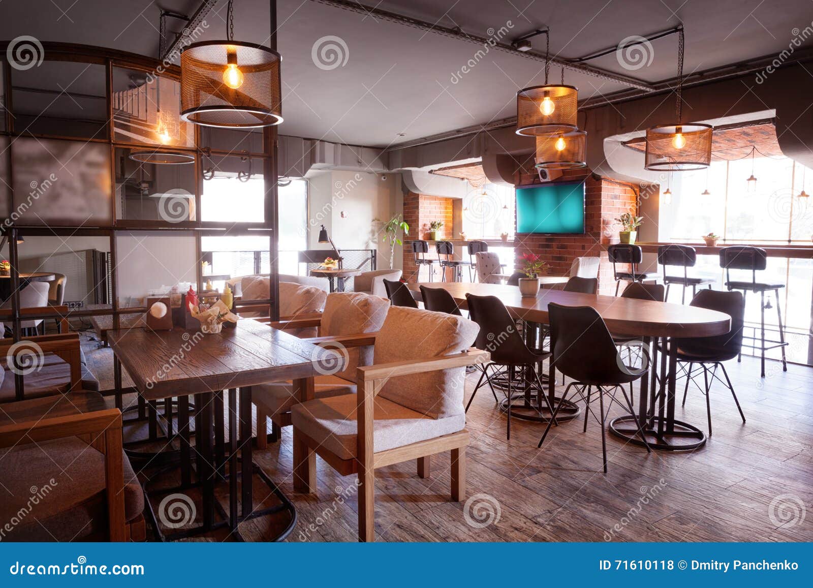 Modern European Cafe Interior. Stock Photo - Image of indoors ...