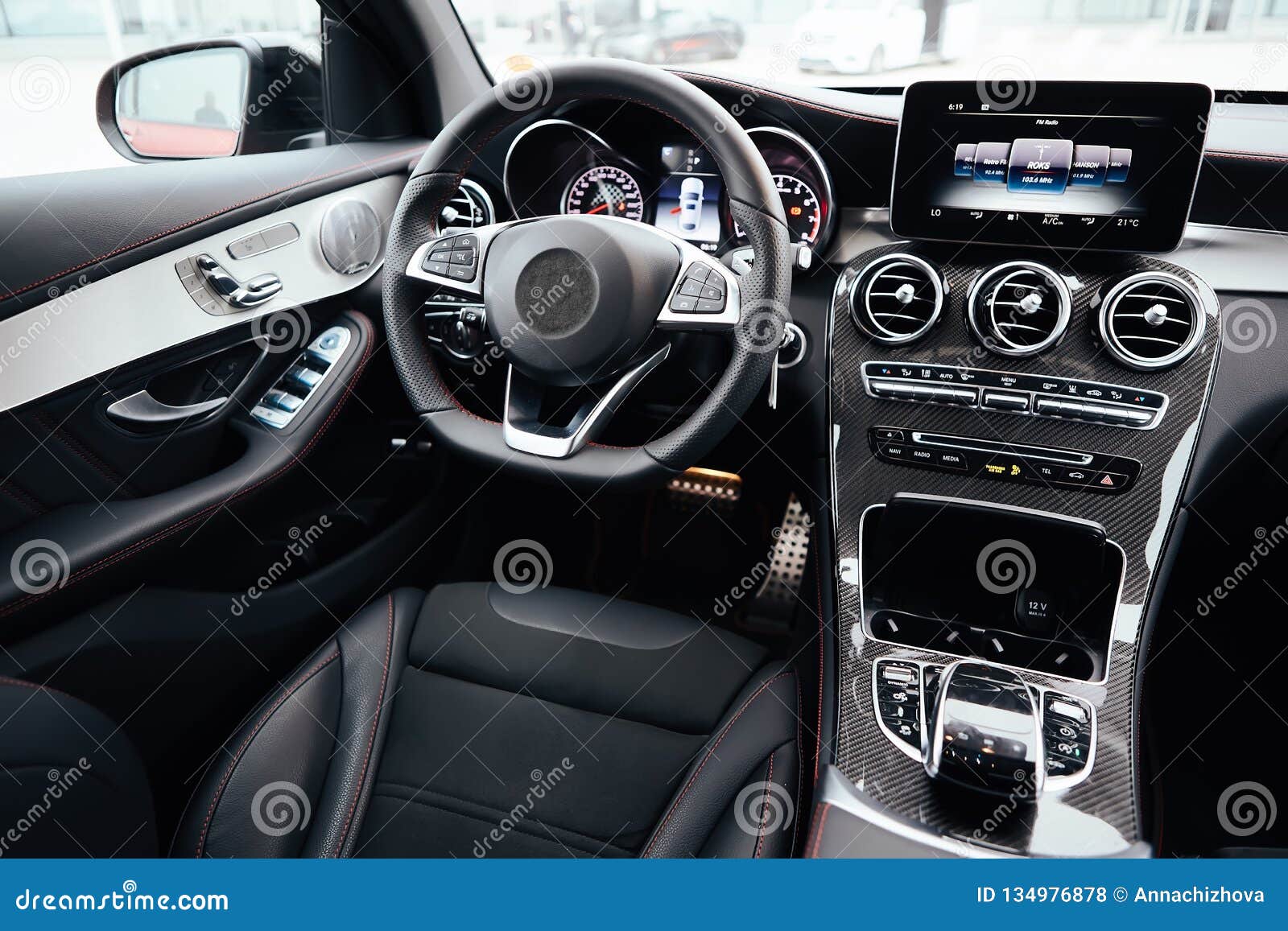 Modern European Car Interior Stock Photo - Image of drive, detailing ...