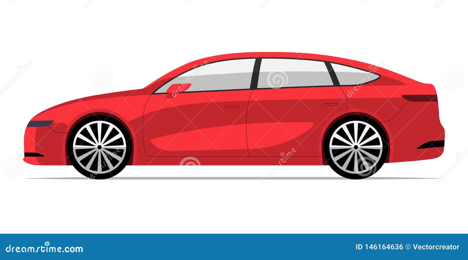 Modern EV Car in Flat Style. Side View of Electric Vehicle Isolated on ...