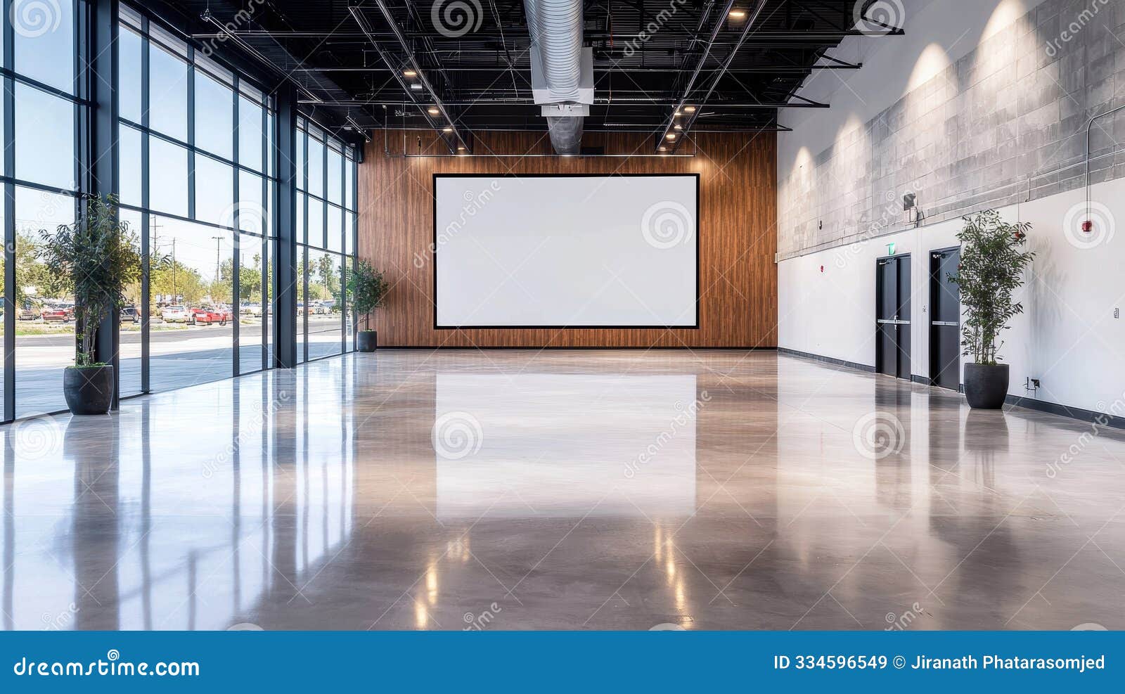 Modern Event Space Interior Stock Illustration - Illustration of screen ...