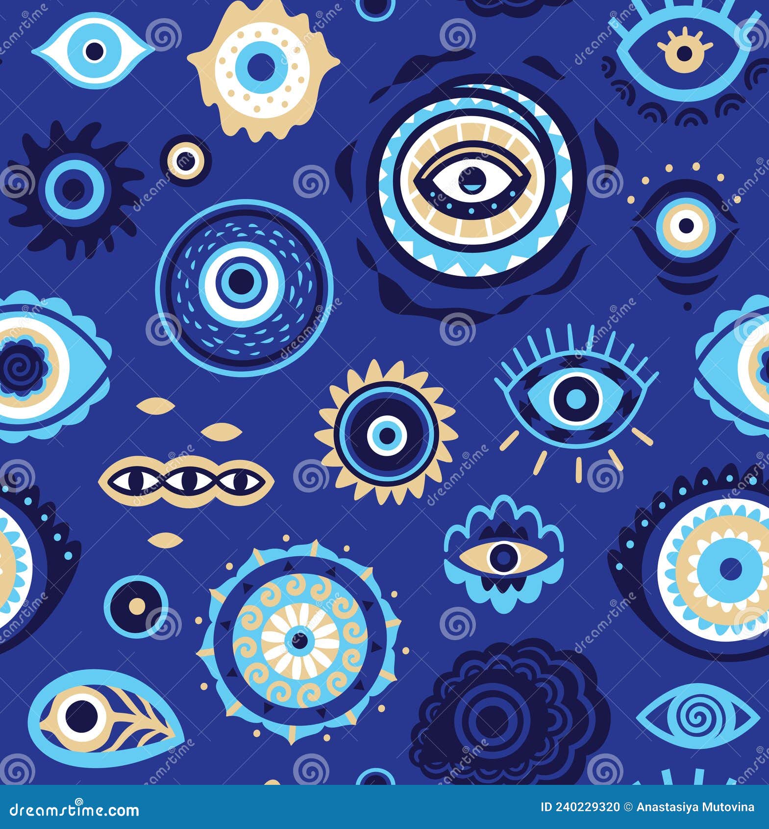 Modern Evil Eyes Seamless Pattern Stock Vector - Illustration of evil ...