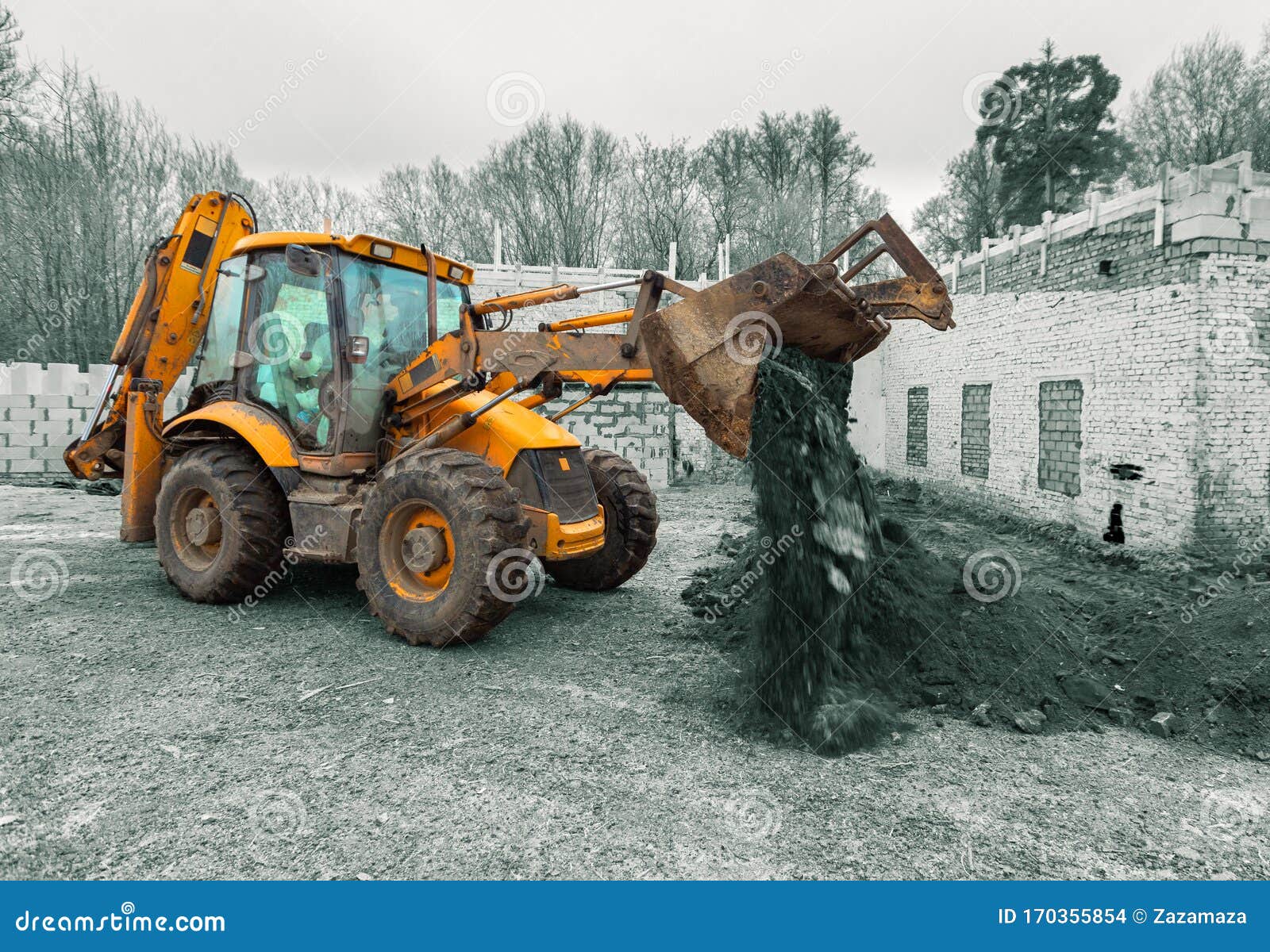 The Modern Excavator Performs Excavation Work on the Construction Site ...