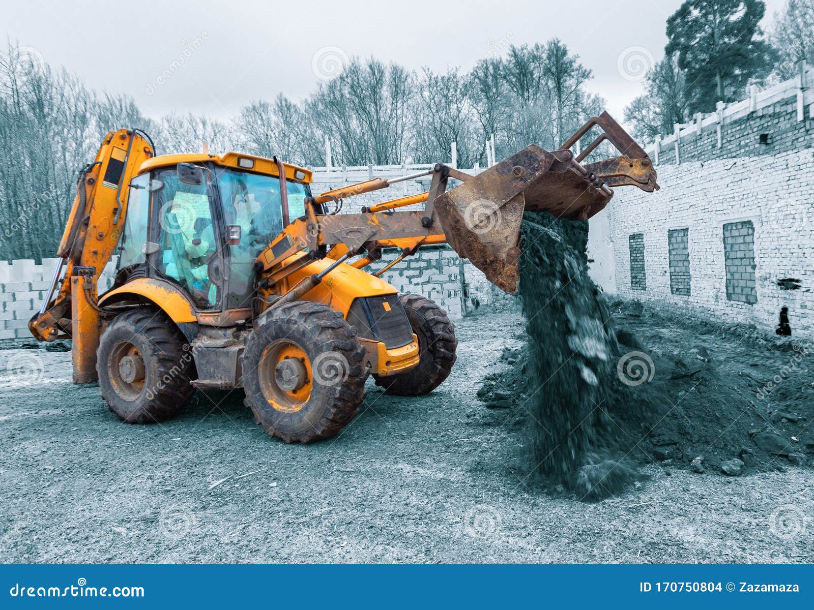 The Modern Excavator Performs Excavation Work On The Construction Site ...