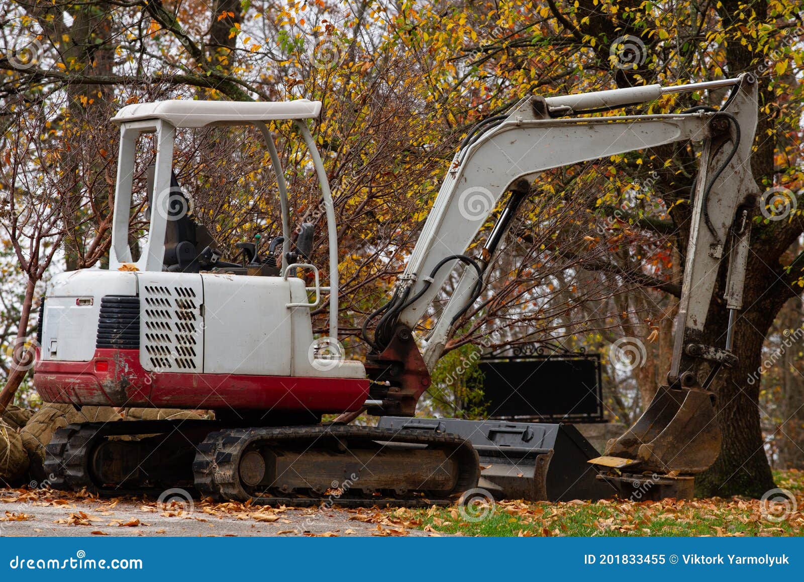 The Modern Excavator Performs Excavation Work Shovel Stock Image ...