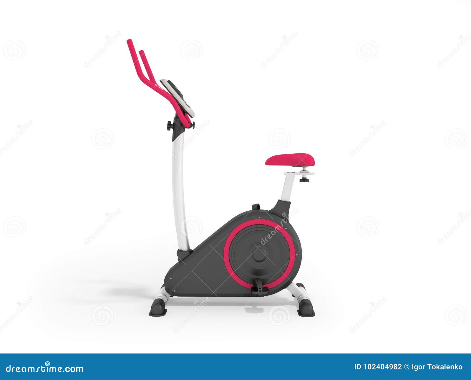 Modern Exercise Bike Pink on the Left 3d Render on a White Background ...