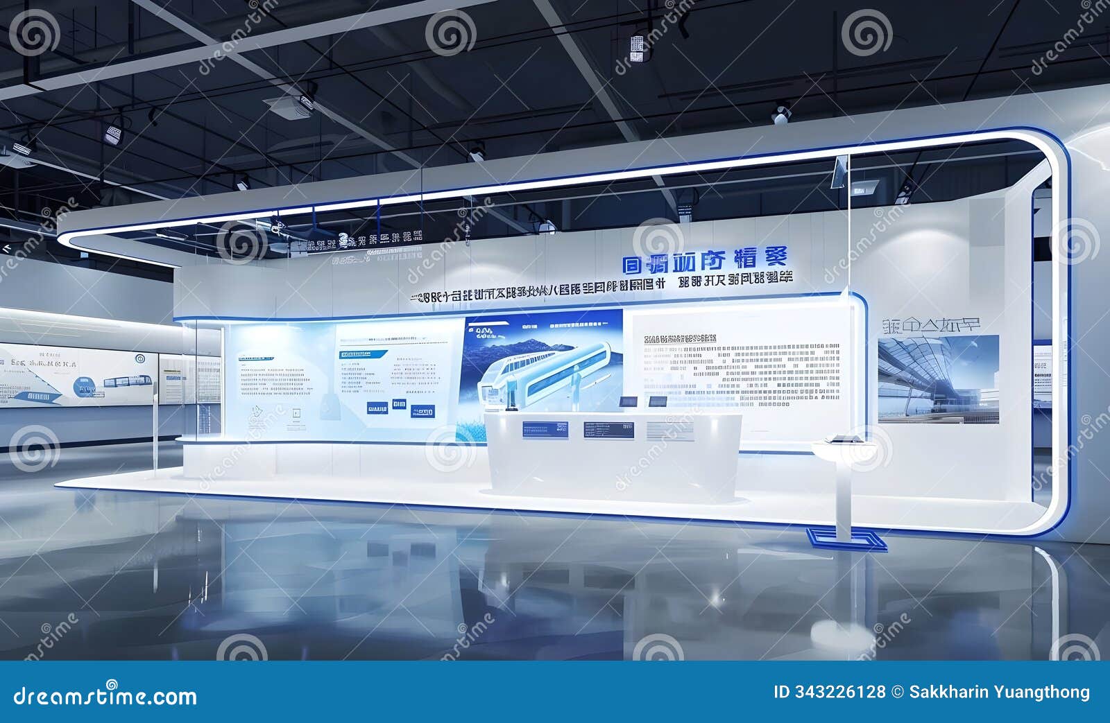 Modern Exhibition Hall Design with Informative Wall Display Generative ...