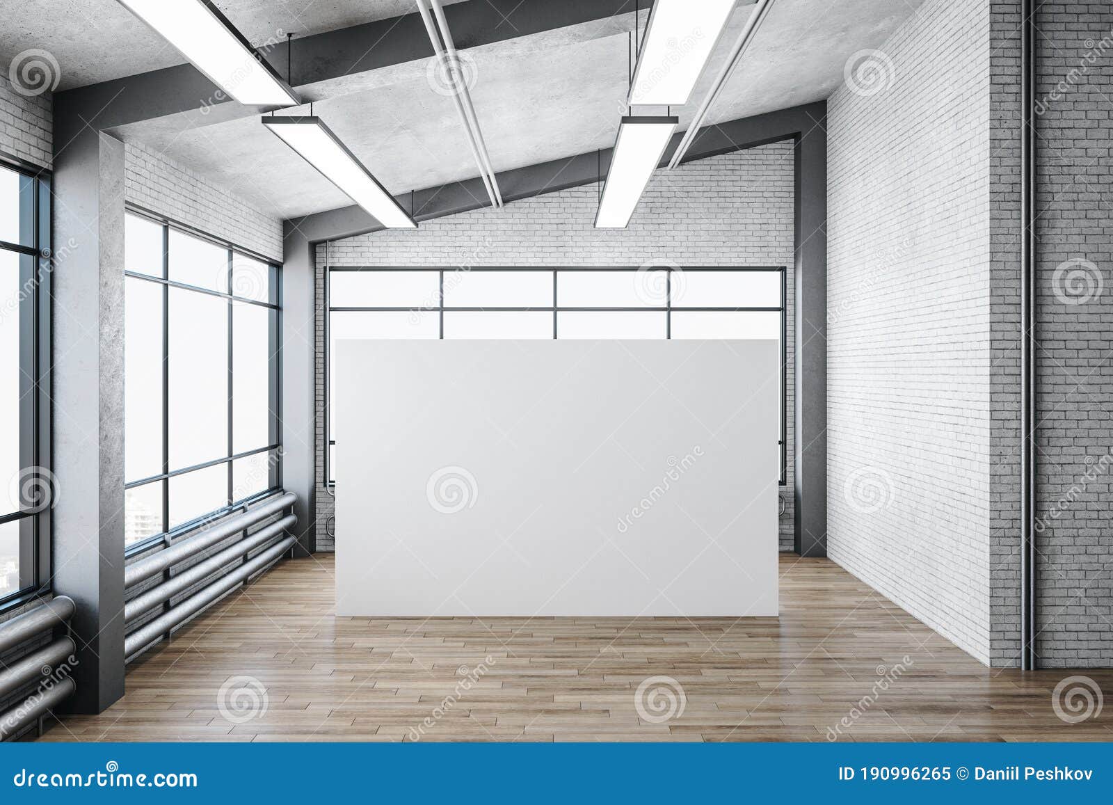 Modern Exhibition Interior with Copy Space on Wall Stock Illustration ...