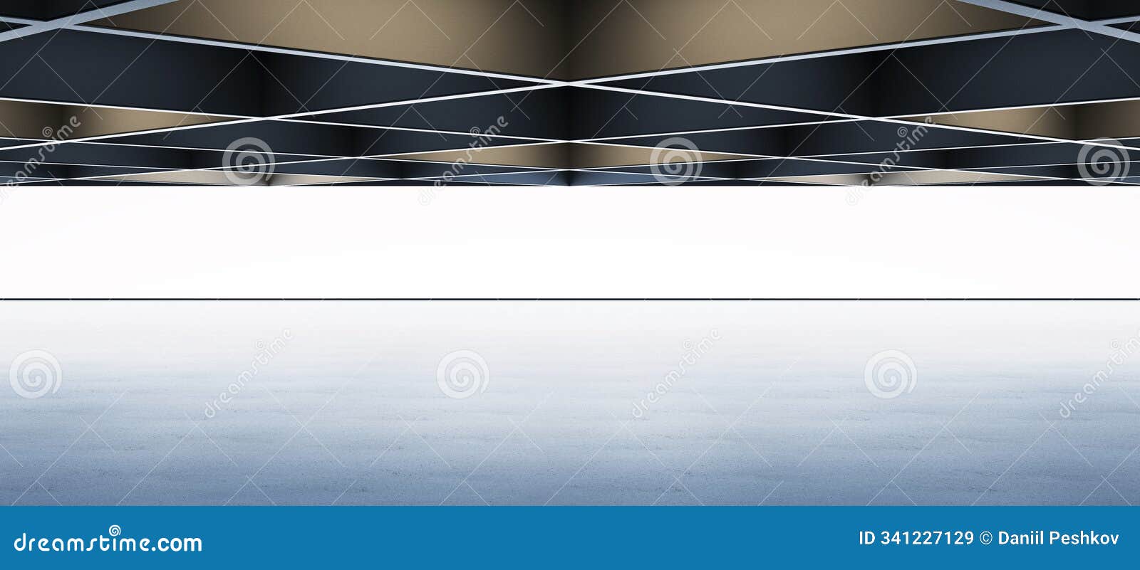 Modern Exhibition Space with Blank Wall and Ceiling Design. 3D ...