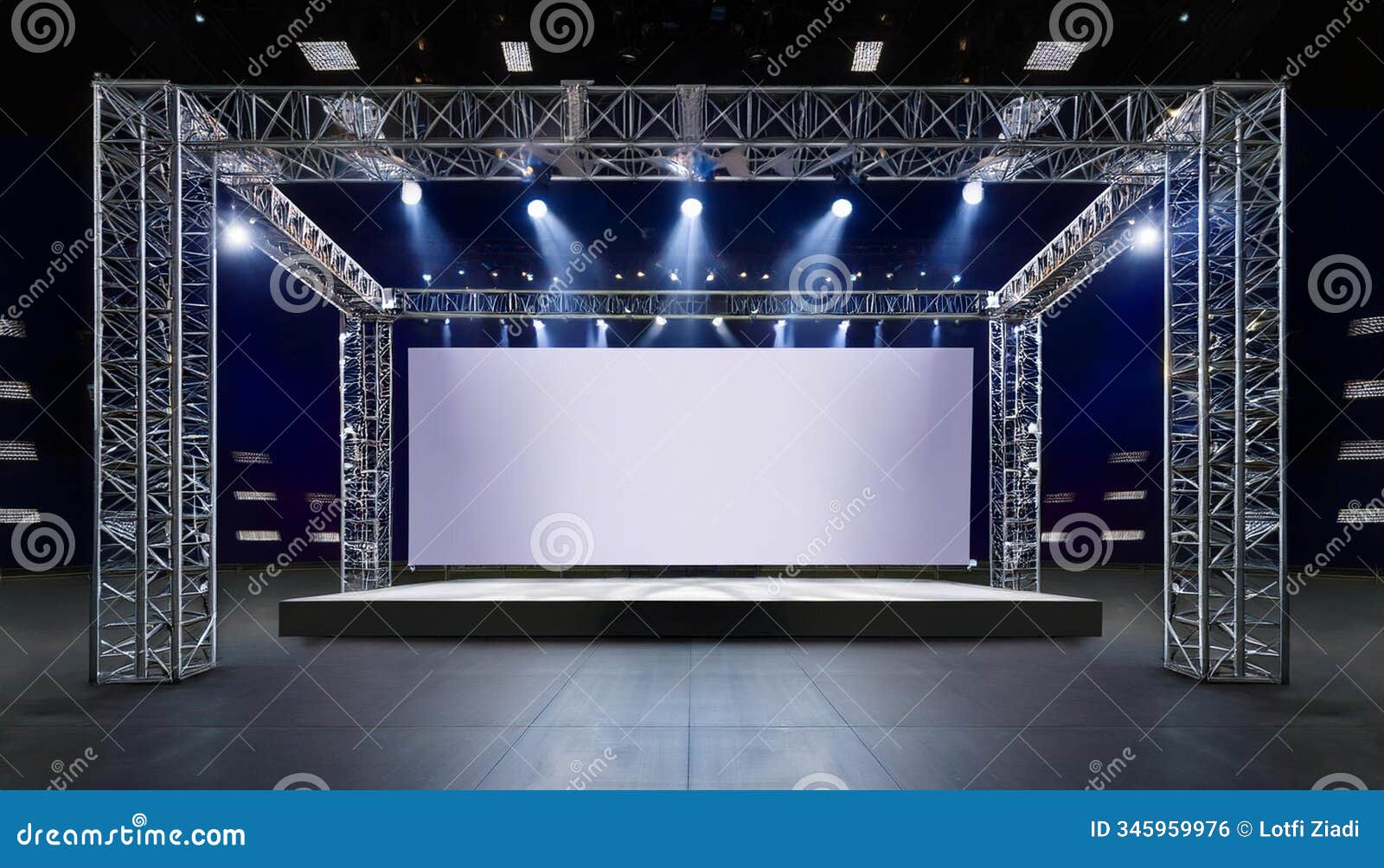 Modern Exhibition Stage Setup with Large Screen and Truss Structure. 3D ...