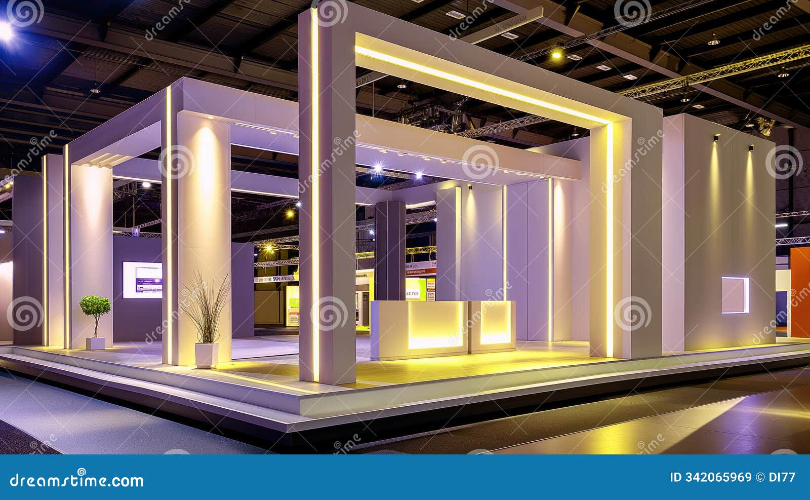 Modern Exhibition Stand with Illuminated Design and Minimalist ...