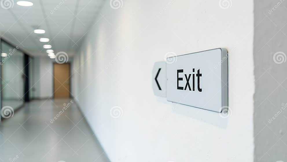 Modern Exit Sign on White Wall in Minimalist Setting Stock Illustration ...