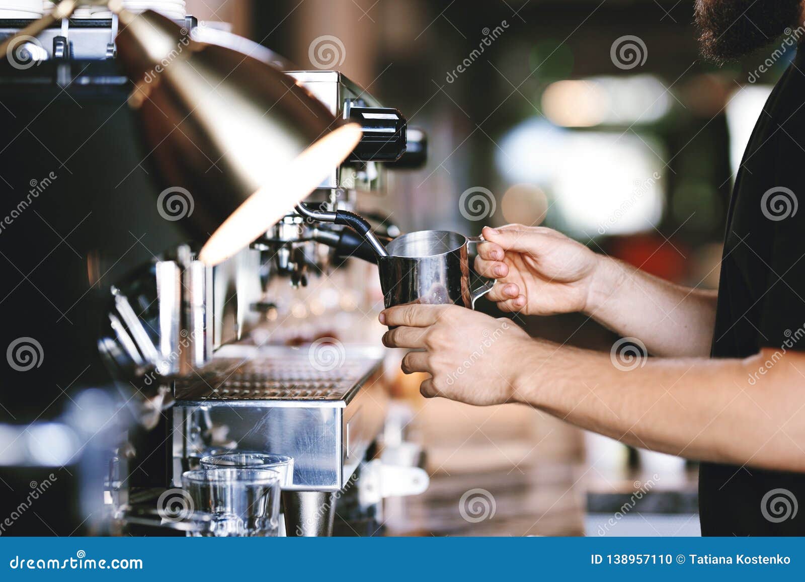 A Modern Expensive Coffee Machine is Shown in Work in Modern Cozy ...