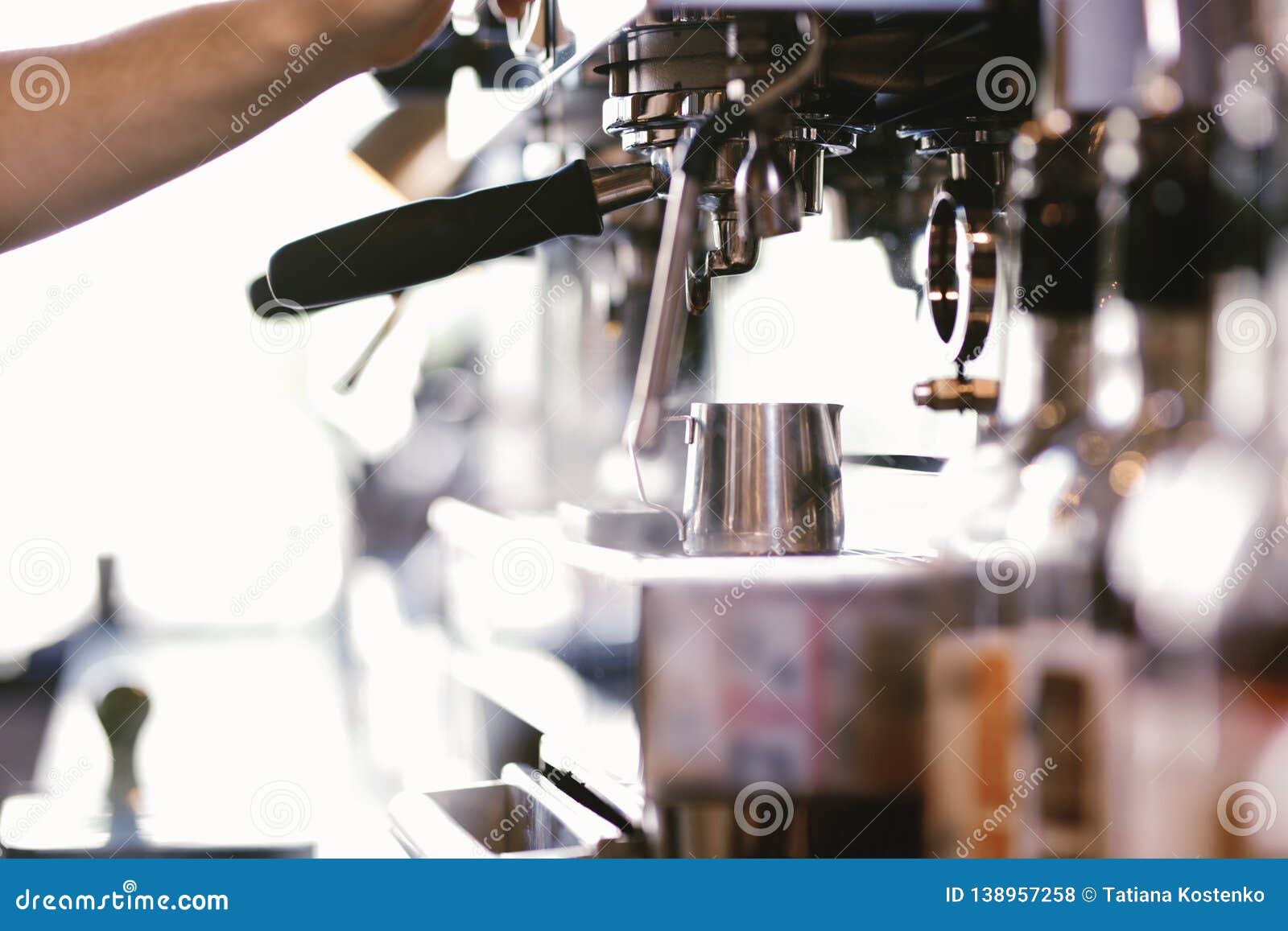 A Modern Expensive Coffee Machine is Shown in Work in Modern Cozy ...