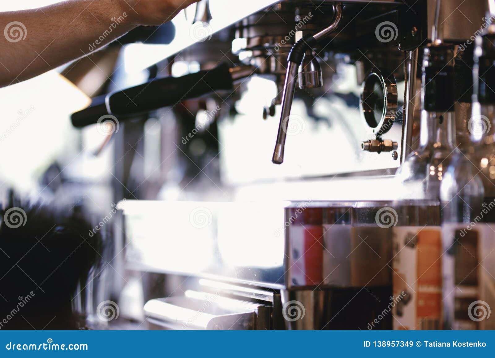 A Modern Expensive Coffee Machine is Shown in Work in Modern Cozy ...