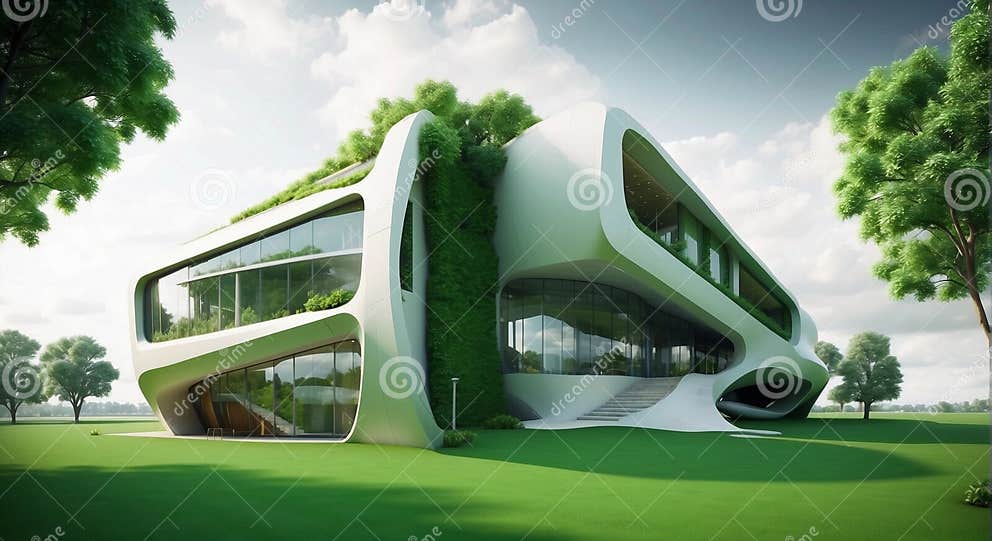 Modern Experimental Building Concept Stock Illustration - Illustration ...