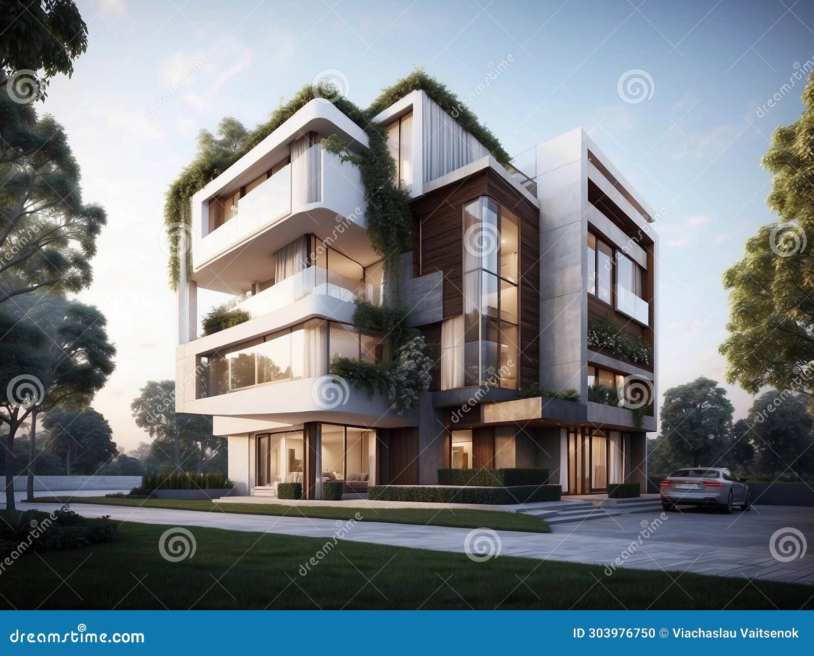 Modern Experimental Building Concept Stock Photo - Image of green, home ...
