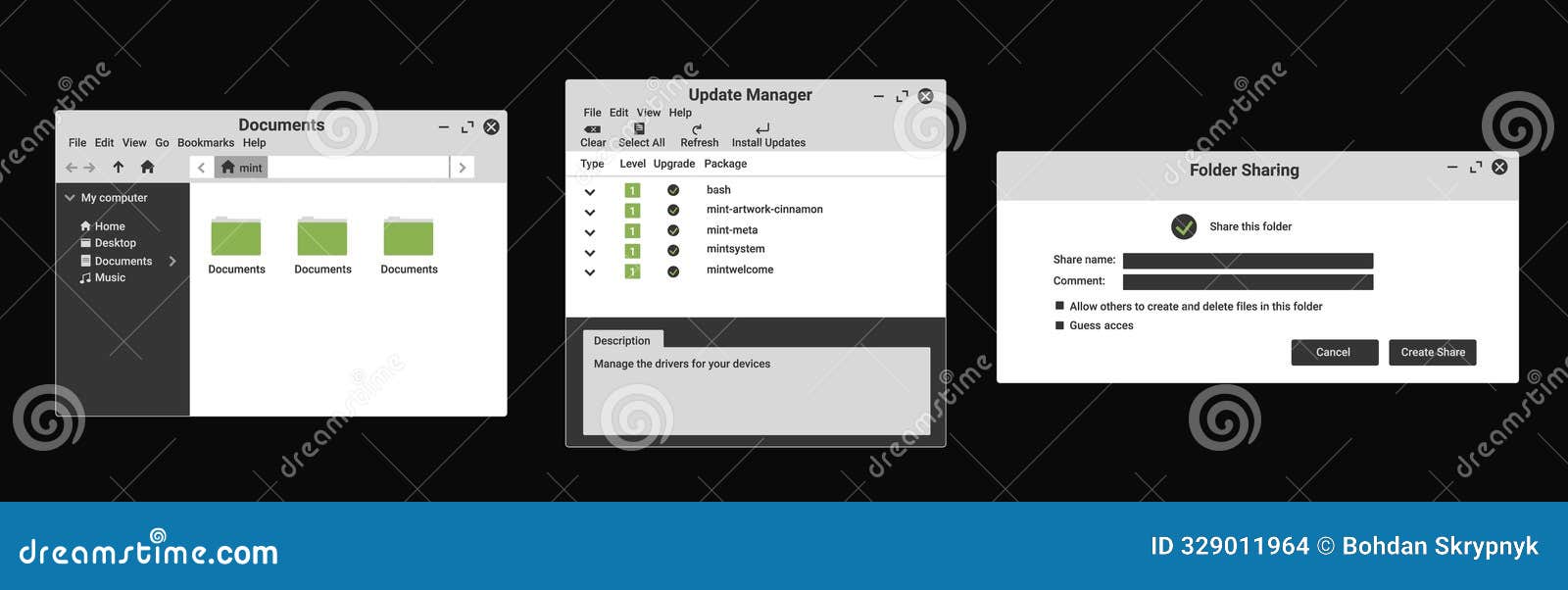 Modern Explorer Interface for Computer. File Manager Panel in Green ...