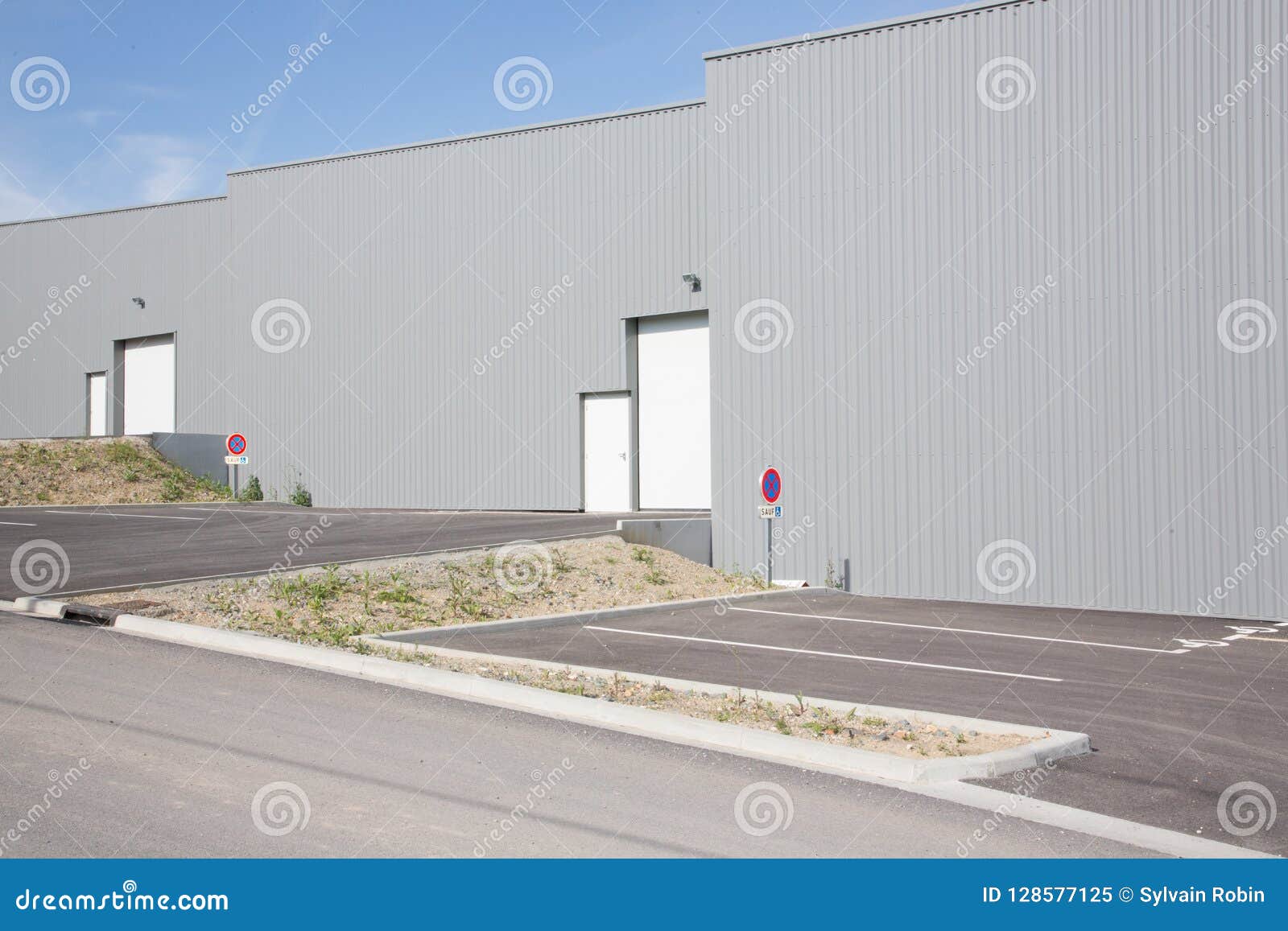 Exterior of an Grey Industrial Building Stock Image - Image of ...