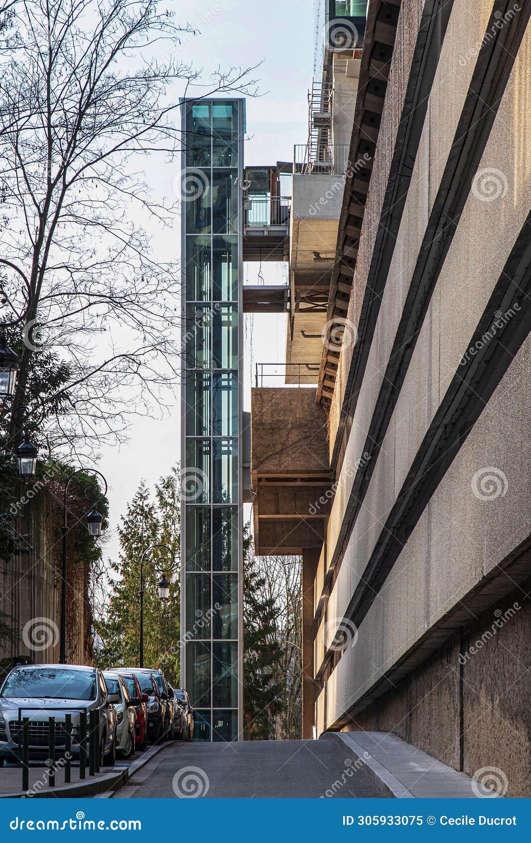 Modern exterior lift stock image. Image of business - 305933075