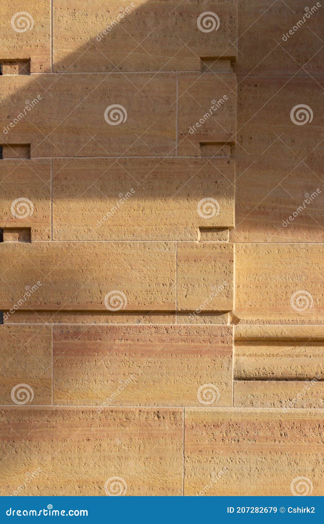 Modern Exterior Stone Wall with Rectangular Cutouts Stock Image - Image ...