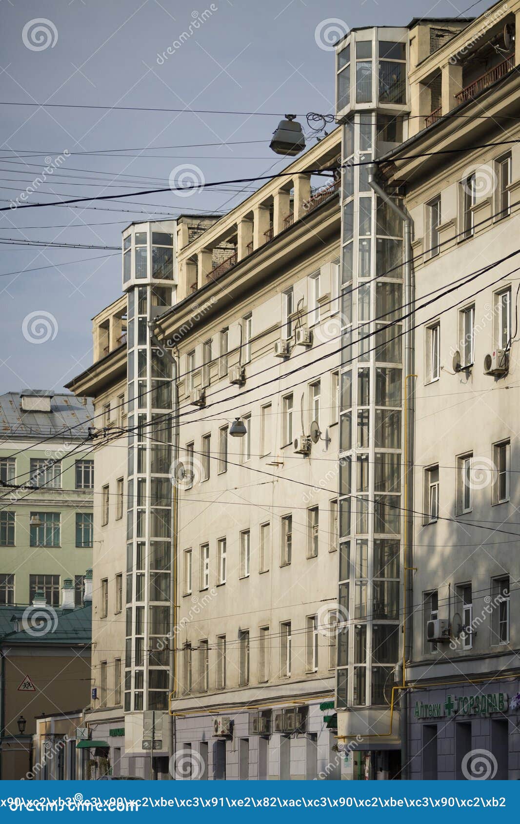 External Lift on the Old Building. Editorial Photo - Image of side ...