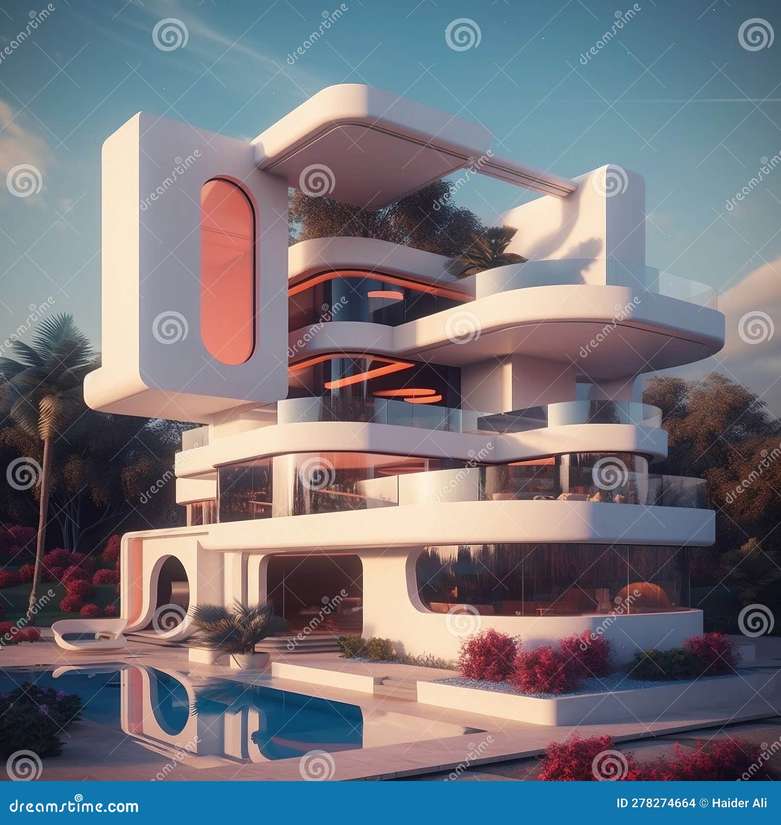 Modern Extravagant Architecture. Generative AI Stock Illustration ...