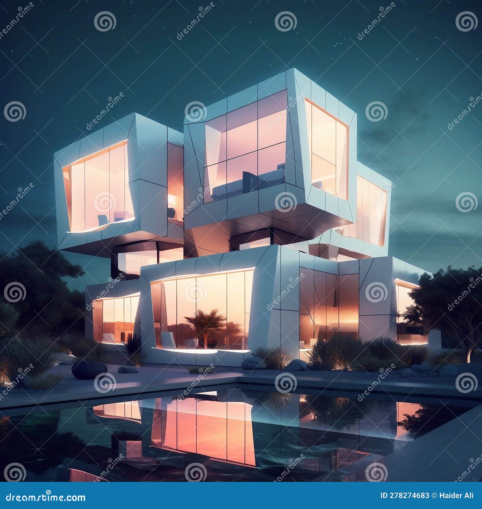 Modern Extravagant Architecture. Generative AI Stock Illustration ...