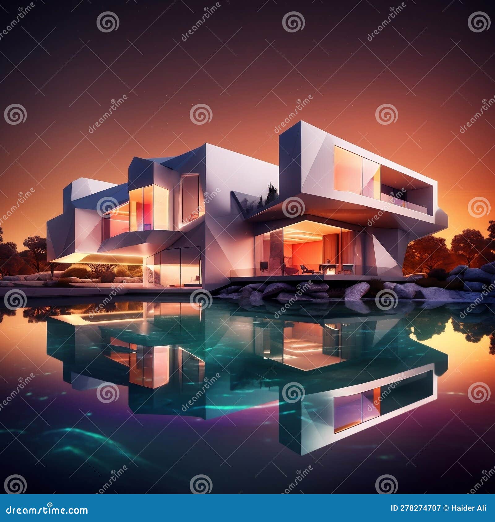 Modern Extravagant Architecture. Generative AI Stock Illustration ...