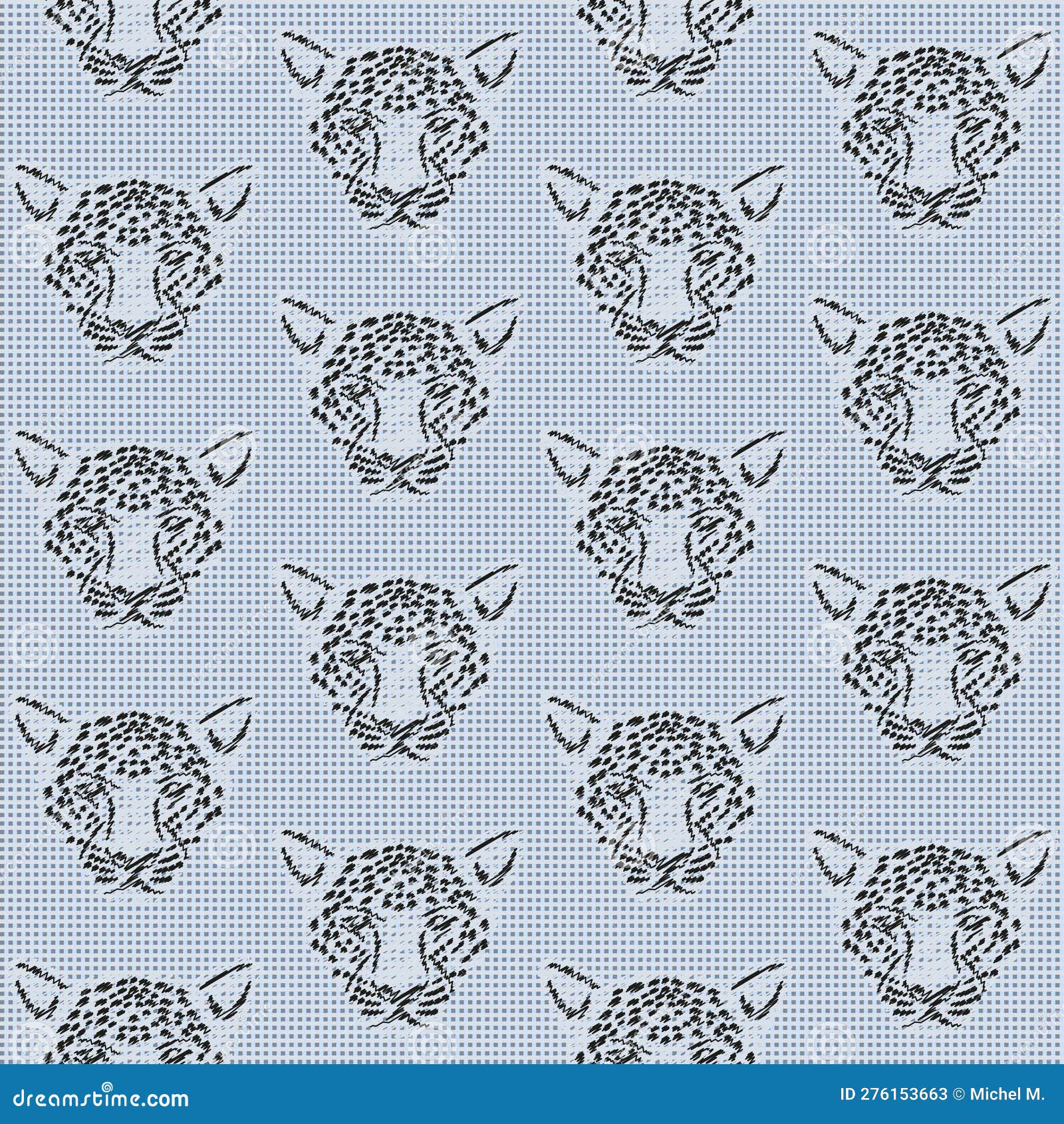 Modern Fabric Texture with Jaguar Embroidery Vector Background Pattern ...