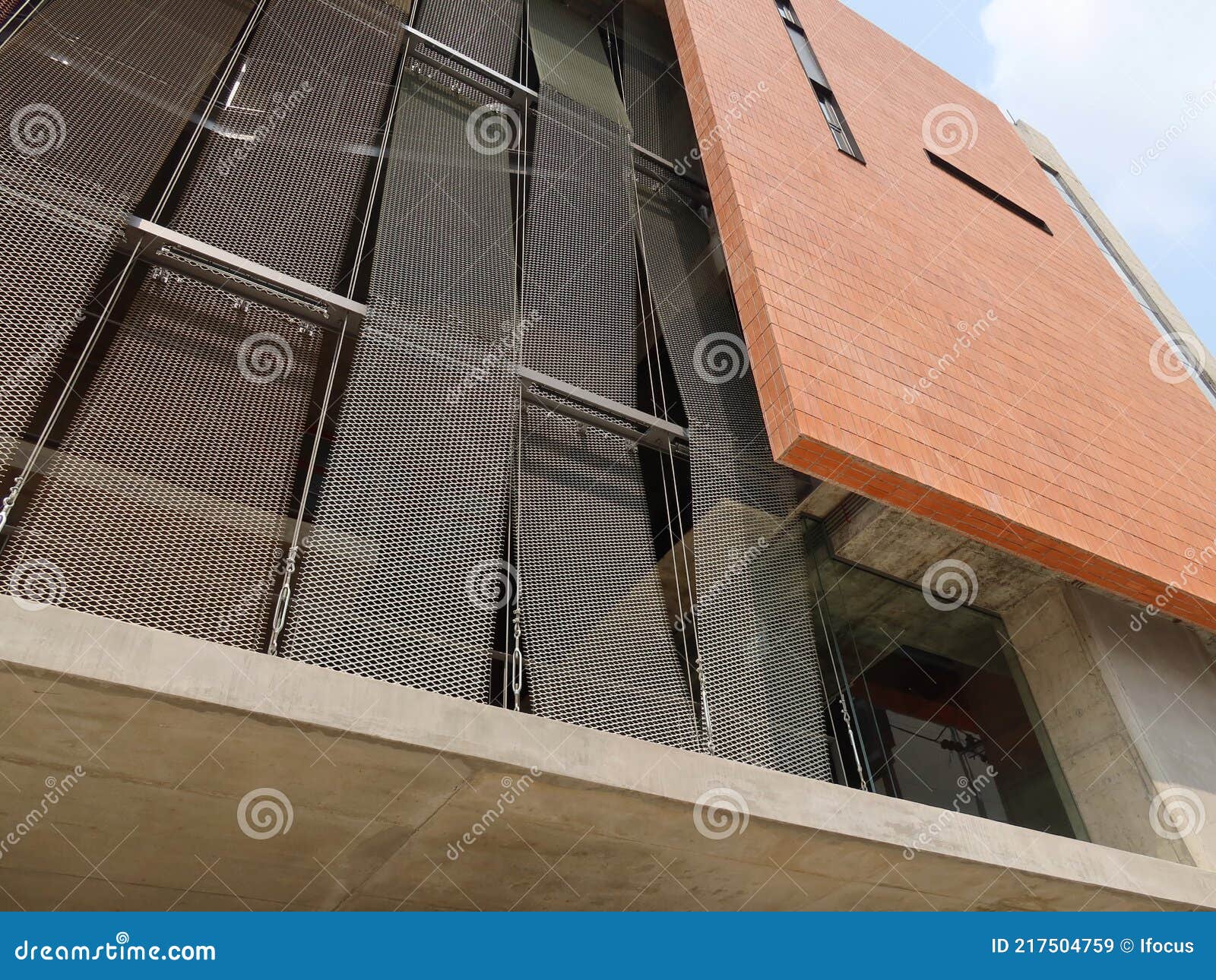 Modern Facade Building with Mesh Panel Facade Stock Image - Image of ...