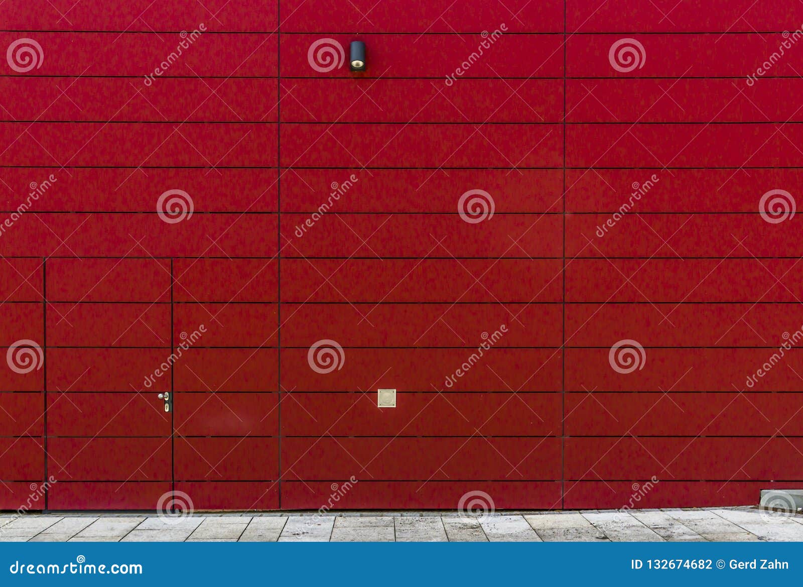 Modern Facade Clad in Striking Red Elements Stock Photo - Image of ...
