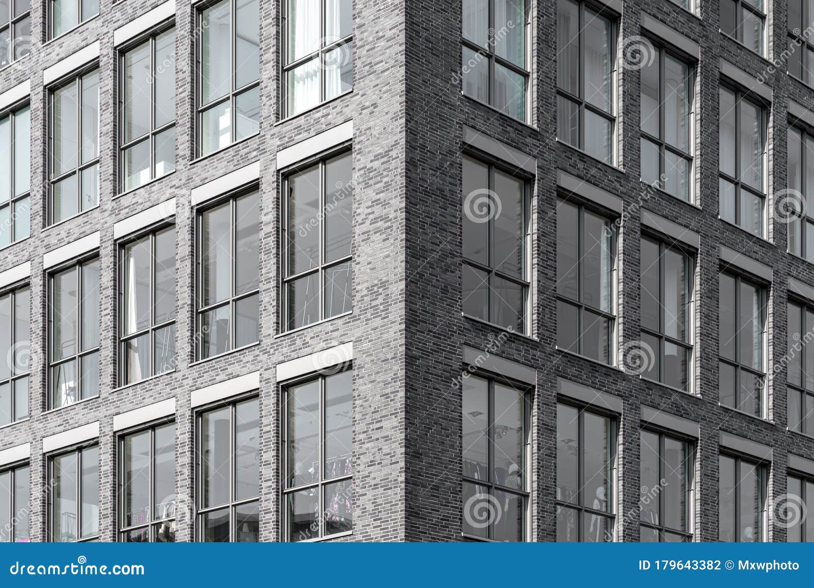 Dark Bricks Building Corner Window And Balcony Residential Architecture ...
