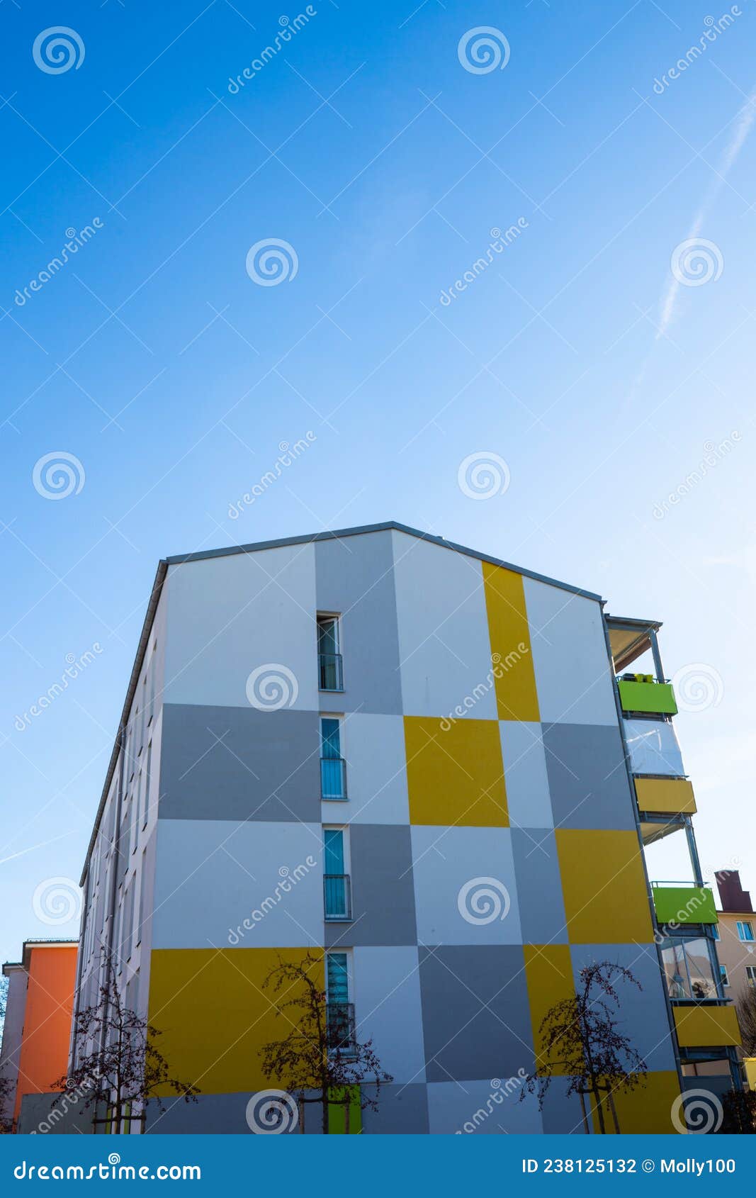 Modern Facade of a Residential Building, Blue Sky Editorial Photography ...