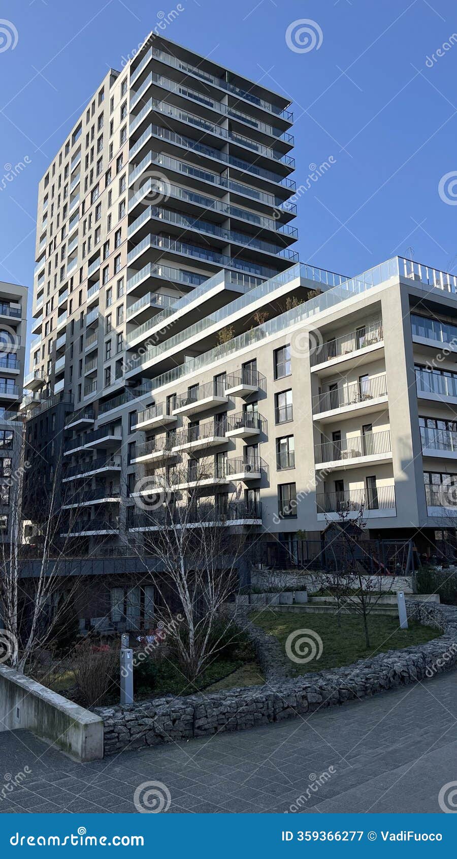 Modern Facade of a Residential Complex Building. Wroclaw, Poland Stock ...