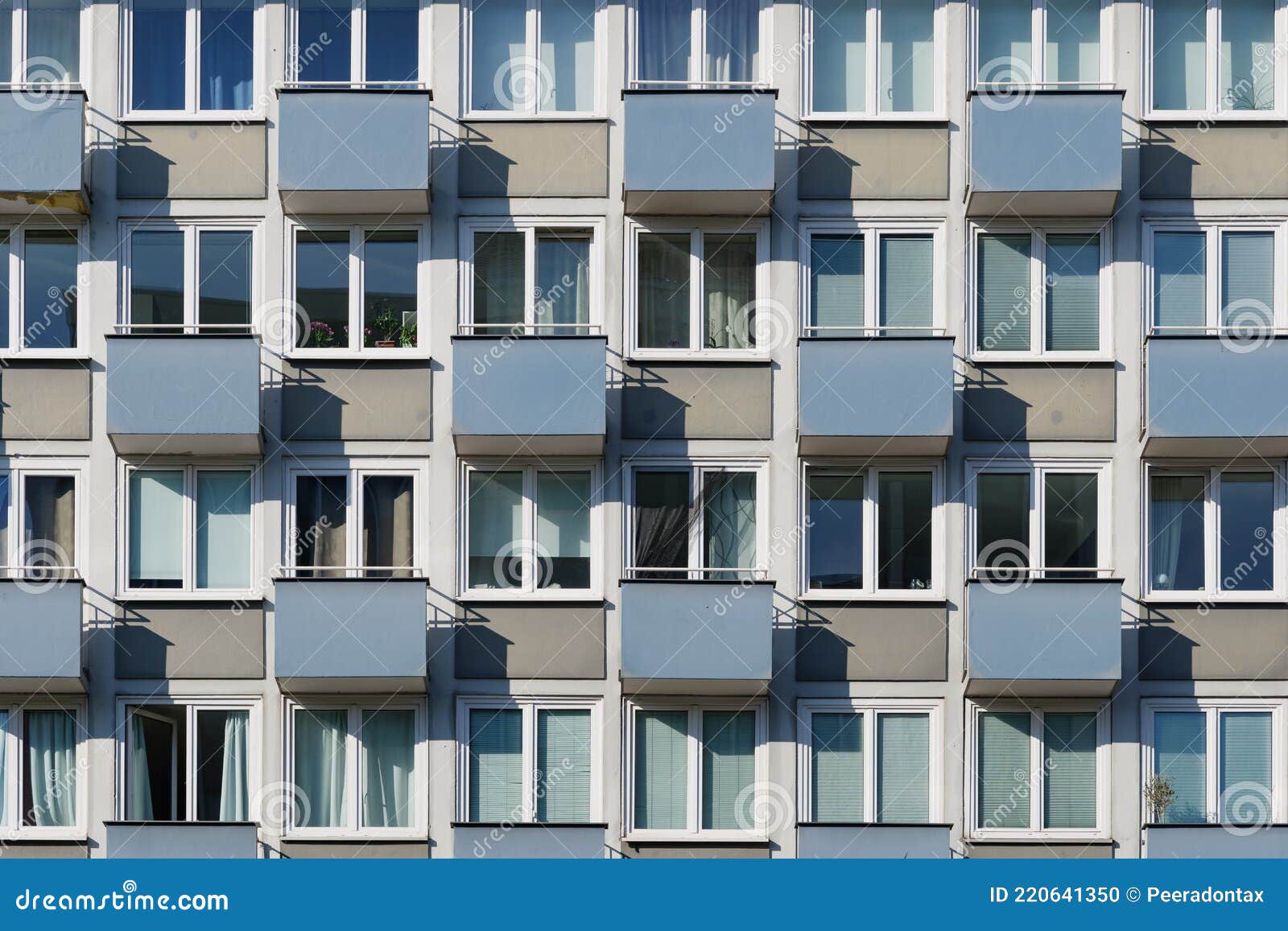 Modern Facade with Typical Rectangular Windows with Reflection Glass ...