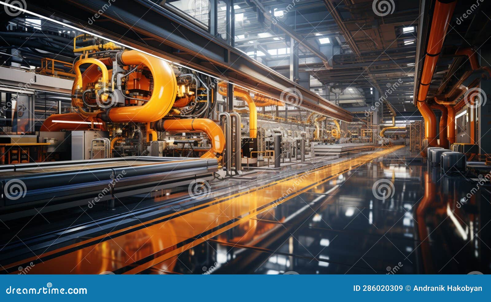 A Modern Factory with Automated Processes. Generative Ai Stock ...