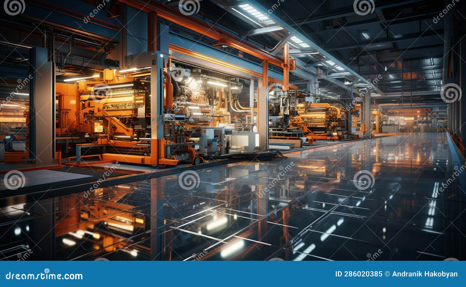 A Modern Factory with Automated Processes. Generative Ai Stock ...