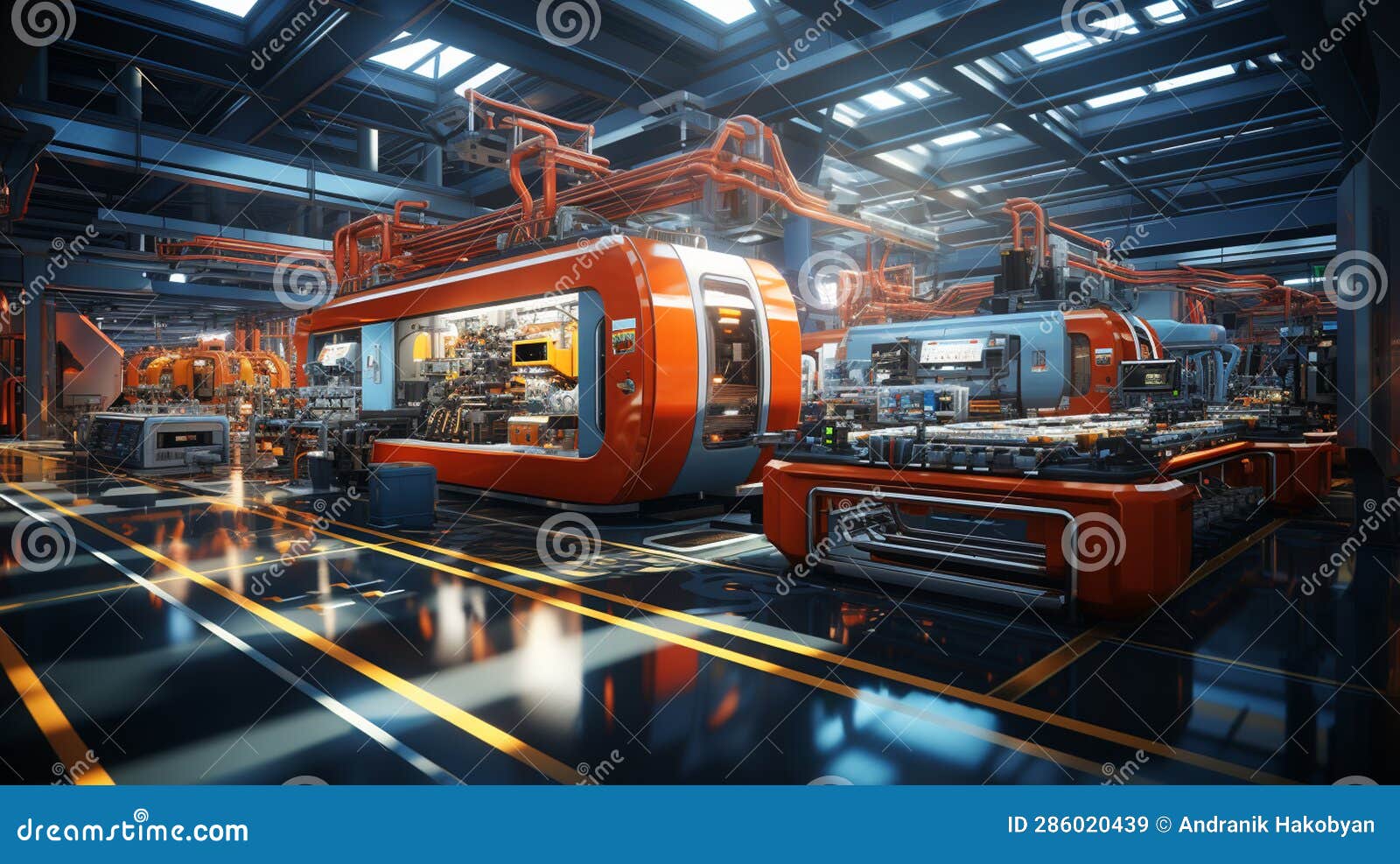 A Modern Factory with Automated Processes. Generative Ai Stock Image ...