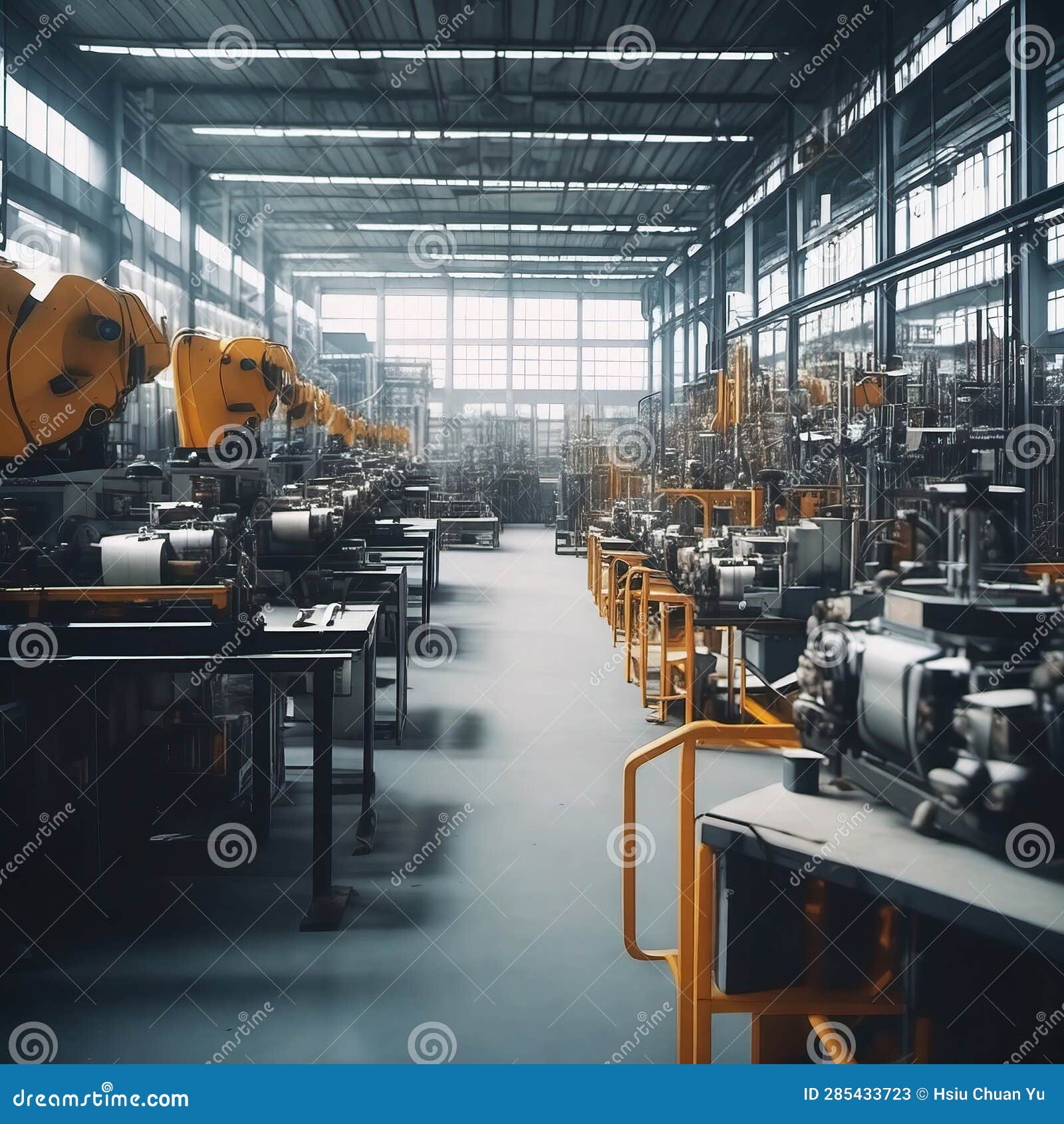 Modern Factory Interior with Mechanic Machines Stock Image - Image of ...