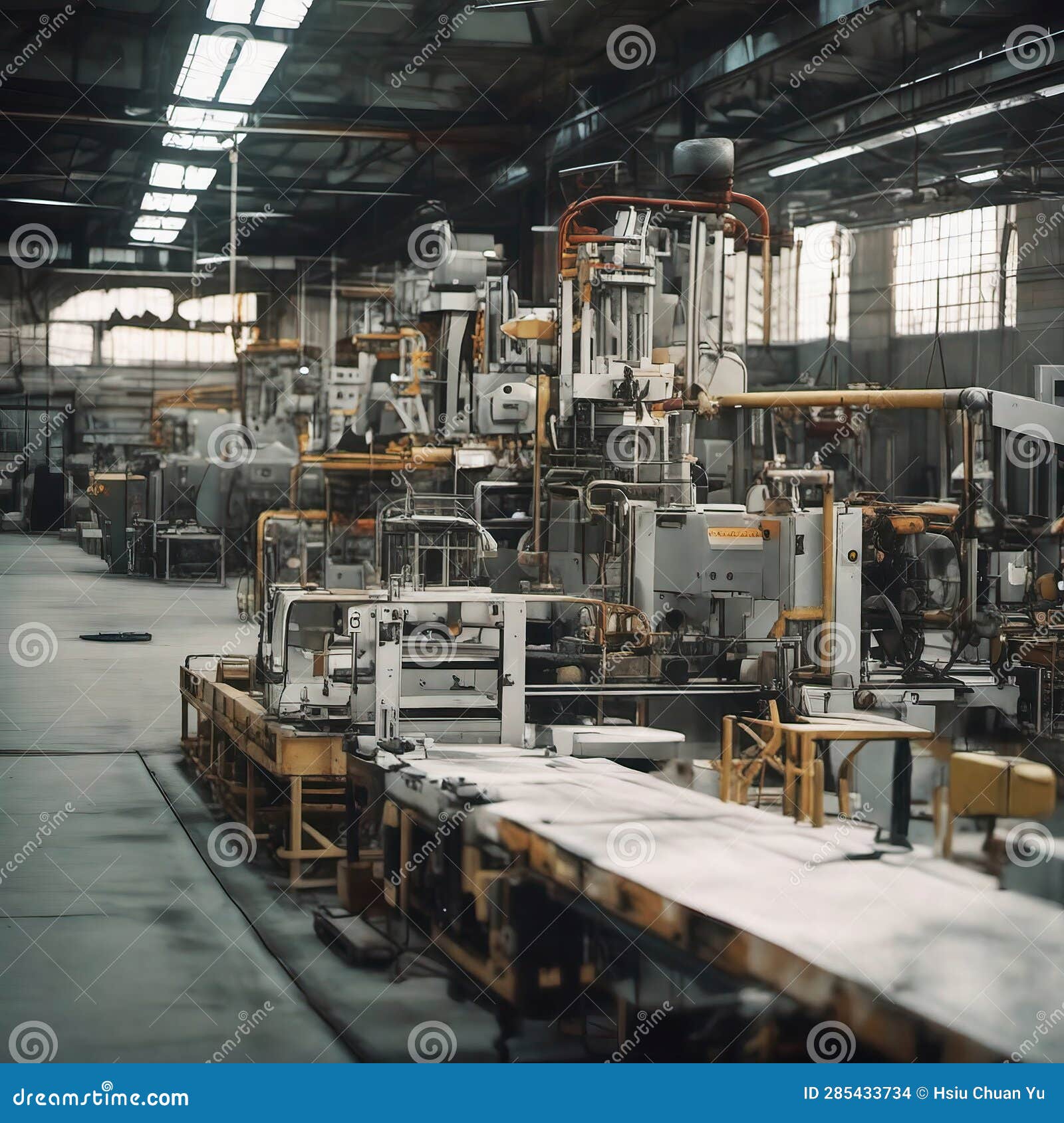 Modern Factory Interior with Mechanic Machines Stock Photo - Image of ...